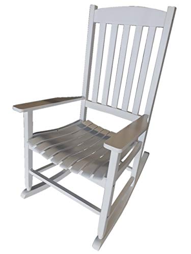 Set of 2 White Finish Farmhouse Porch Rocker Outdoor Wood Rocking Chair Patio Lawn Garden Furniture