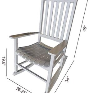 Set of 2 White Finish Farmhouse Porch Rocker Outdoor Wood Rocking Chair Patio Lawn Garden Furniture