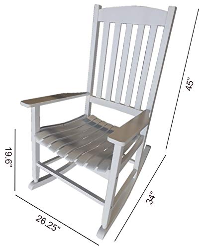 Set of 2 White Finish Farmhouse Porch Rocker Outdoor Wood Rocking Chair Patio Lawn Garden Furniture