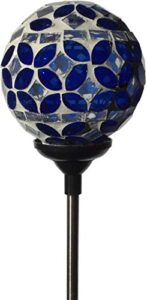 florals solar blue white glass ball light, garden decor landscape globe stake multi-color color change yard led lamp light 3.5 inch