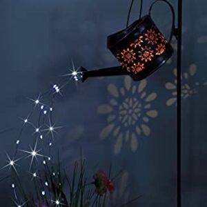 Solar Lights Outdoor for Garden - Watering Cans Crackle Metal Solar Yard Garden Stake Lights - Waterproof LED Lights for Garden,Lawn,Patio or Courtyard