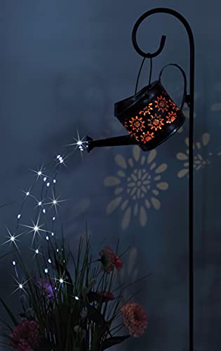 Solar Lights Outdoor for Garden - Watering Cans Crackle Metal Solar Yard Garden Stake Lights - Waterproof LED Lights for Garden,Lawn,Patio or Courtyard