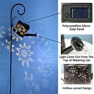 Solar Lights Outdoor for Garden - Watering Cans Crackle Metal Solar Yard Garden Stake Lights - Waterproof LED Lights for Garden,Lawn,Patio or Courtyard