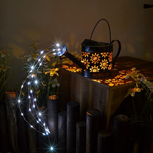 Solar Lights Outdoor for Garden - Watering Cans Crackle Metal Solar Yard Garden Stake Lights - Waterproof LED Lights for Garden,Lawn,Patio or Courtyard