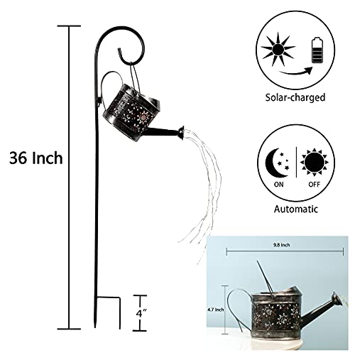 Solar Lights Outdoor for Garden - Watering Cans Crackle Metal Solar Yard Garden Stake Lights - Waterproof LED Lights for Garden,Lawn,Patio or Courtyard