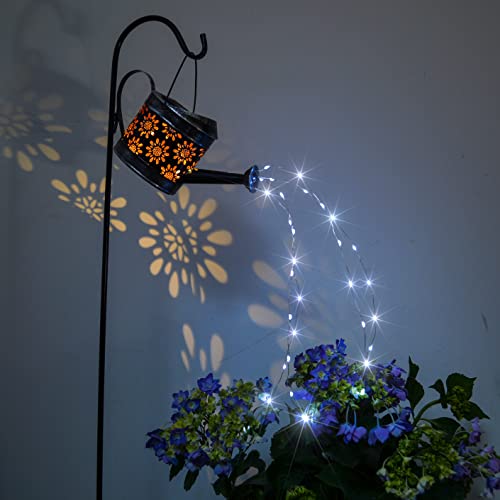 Solar Lights Outdoor for Garden - Watering Cans Crackle Metal Solar Yard Garden Stake Lights - Waterproof LED Lights for Garden,Lawn,Patio or Courtyard