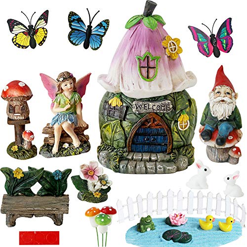 BangBangDa Miniature Fairy Garden Decor Accessories - Flower Fairies Garden Kit Gnome Figurines Statue Set Indoor Outdoor Garden Decoration Birthday Gardening Gifts for Girl Boy Mother Girlfriend