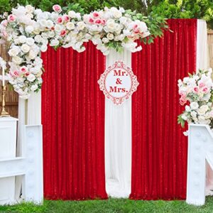 Party Backdrop Curtains 2 Panels 2ftx8ft Red Sequin Backdrop Sparkly Glitter Fabric Backdrop Birthday Wall Decoration