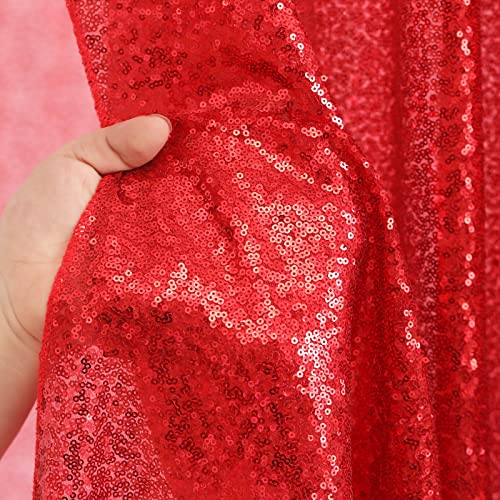 Party Backdrop Curtains 2 Panels 2ftx8ft Red Sequin Backdrop Sparkly Glitter Fabric Backdrop Birthday Wall Decoration