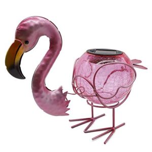 solar lights outdoor decorative waterproof led lights flamingo frog decorations for outdoors patio garden yard (flamingo)