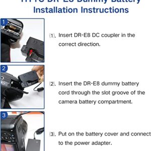 HY1C ACK-E8 AC Power Adapter LP-E8 DR-E8 Dummy Battery Kit for Canon EOS Rebel T5i T4i T3i T2i 700D 650D 600D 550D Cameras