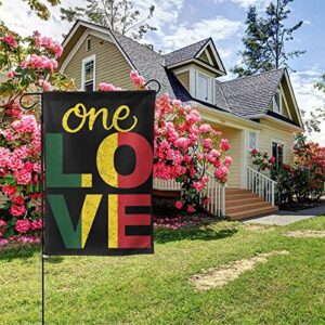 Niqqzit One Love Jamaican Rasta Reggae Garden Flag Yard House Flags 12x18 Inch, Double Sided Seasonal Holiday Flag Vertical Large Sign Banner for Porch Farmhouse Home Outdoor Decoration, White