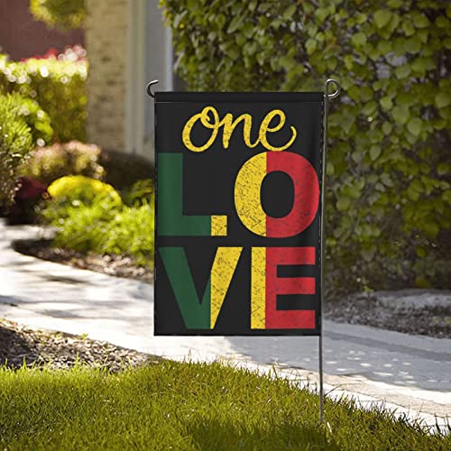 Niqqzit One Love Jamaican Rasta Reggae Garden Flag Yard House Flags 12x18 Inch, Double Sided Seasonal Holiday Flag Vertical Large Sign Banner for Porch Farmhouse Home Outdoor Decoration, White