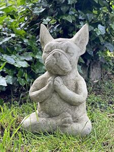 meditating dog,meditating sitting french bull dog, dog statue-resin zen animal yoga figurine ,french bull dogdecor, for flower beds indoor outdoor lawn garden decor sculpture home furnishings