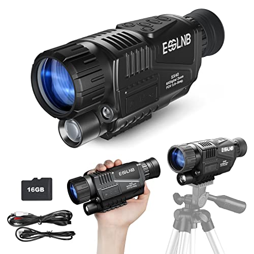 ESSLNB Night Vision Monocular 5X40 Night Vision Infrared Monocular with 1.5" TFT LCD Take Photos and Videos Playback Function 16G TF Card Digital Night Vision Scopes for Hunting Security Surveilla