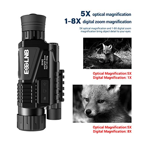 ESSLNB Night Vision Monocular 5X40 Night Vision Infrared Monocular with 1.5" TFT LCD Take Photos and Videos Playback Function 16G TF Card Digital Night Vision Scopes for Hunting Security Surveilla