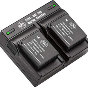 BM 2 Pack DMW-BLG10 Batteries and Dual Battery Charger for Panasonic Lumix DC-G100 DC-ZS80 DC-GX9 DC-LX100 II DC-ZS200 DC-ZS70 DMC-GX80 DMC-GX85 DMC-ZS60 DMC-ZS100 DMC-GF6 DMC-GX7K DMC-LX100K Cameras