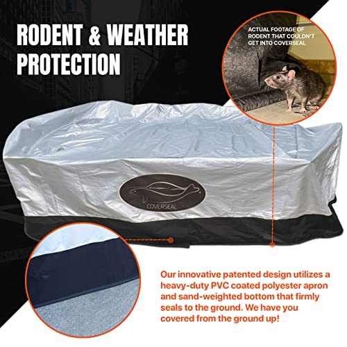 CoverSeal Rectangular Water-Resistant Patio Furniture Cover with Patented Weighted Ground Conforming Apron Seal - Outside Furniture Cover for Outdoor Table and Chairs - Large 151 L x 70 W x 39 H in