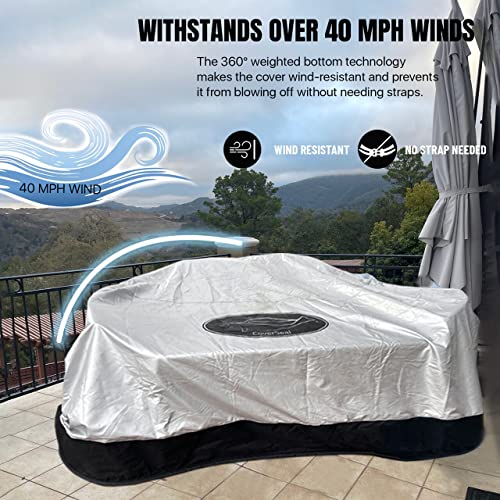 CoverSeal Rectangular Water-Resistant Patio Furniture Cover with Patented Weighted Ground Conforming Apron Seal - Outside Furniture Cover for Outdoor Table and Chairs - Large 151 L x 70 W x 39 H in