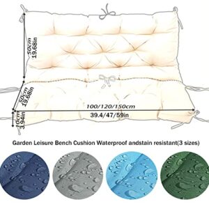 LFNOONE Thicken 5" Swing Chair Pads for Garden Patio,Swing Replacement Cushions with Backrest,Waterproof Bench Cushion for Outdoor Furniture,2-3 Seater Washable Swing Replacement Cushions/60x40 Green