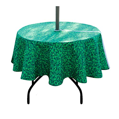 EHouseHome Outdoor and Indoor 60inch Round Tablecloth with Umbrella Hole and Zipper, Waterproof Zippered Patio Table Cloths, Spring/Summer Table Covers for Backyard Circular Table/BBQs/Picnic