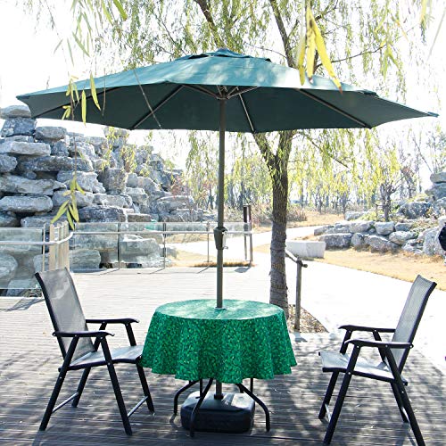 EHouseHome Outdoor and Indoor 60inch Round Tablecloth with Umbrella Hole and Zipper, Waterproof Zippered Patio Table Cloths, Spring/Summer Table Covers for Backyard Circular Table/BBQs/Picnic