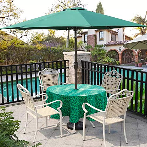 EHouseHome Outdoor and Indoor 60inch Round Tablecloth with Umbrella Hole and Zipper, Waterproof Zippered Patio Table Cloths, Spring/Summer Table Covers for Backyard Circular Table/BBQs/Picnic