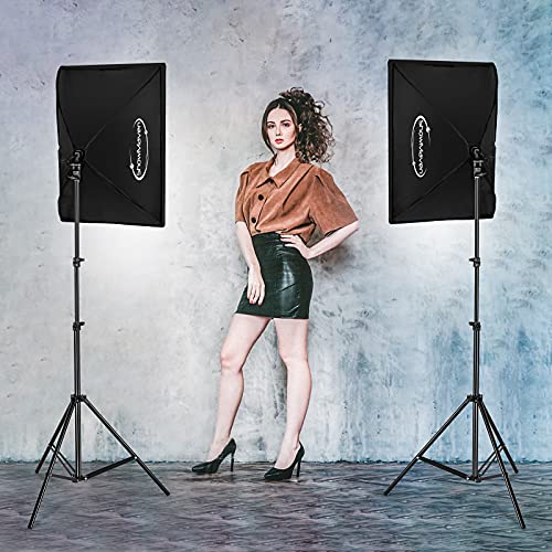 ShowMaven Softbox Lighting Kit, Studio Lights with 2 135W Bulbs 5500K Continuous Photography Lighting Kit for Filming Portrait Product Shooting Photography Video Recording