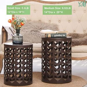 Y&M Nesting Side Table, Set of 3 Stacking Coffee Table for Living Room, Indoor End Tables, Outdoor Garden Stool with Heavy Duty Modern Industrial Decor - Pure Brown (Ship from US)