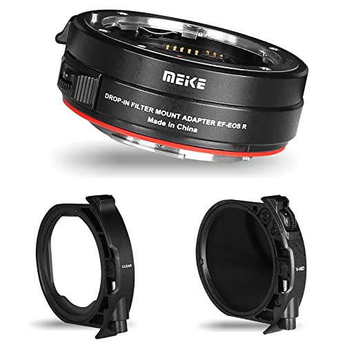 Meike MK-EFTR-C VND Metal Auto-Focus Mount Lens Adapter with Drop-in Variable ND and UV Filters Converter for Canon EF/EF-S Lenses to Canon EOS R and EOS RP R5 R5C R6 Cameras