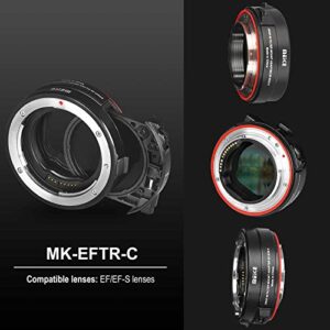 Meike MK-EFTR-C VND Metal Auto-Focus Mount Lens Adapter with Drop-in Variable ND and UV Filters Converter for Canon EF/EF-S Lenses to Canon EOS R and EOS RP R5 R5C R6 Cameras