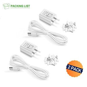 OLAIKE 5m/16ft Charge Cable with DC Power Adapter(2 Pack) Compatible with Stick Up Cam Battery 3rd Gen/2nd Gen & Spotlight Cam Battery, Weatherproof Cable to Continuously Charge Your Camera,White