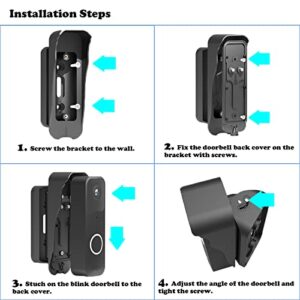 Blink Doorbell Mount, Adujstable Angle Mount Kit (up to 110 Degrees Tilt) for Blink Video Doorbell, Wide Viewing Range Left/Right Adjustable Blink Corner Mount with Mounting Cover (Black)