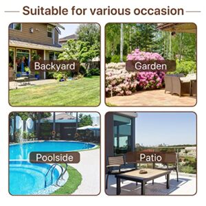 3-Piece Patio Bar Set Outdoor Wicker Bar Set All-Weather Rattan Bar Table Set Outdoor Furniture Set w/2 Stools, Glass Top Table and 2 Thick Cushion for Patios Backyards Porches Gardens Poolside, Blue