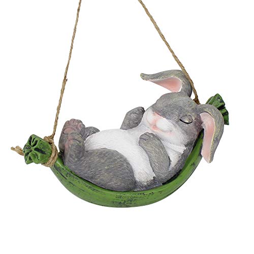 XAUIIO Resin Swing Rabbit Garden Statue Simulation Gray Outdoor Garden Landscape Hanging Decoration Creative Home Animal Statue Gifts