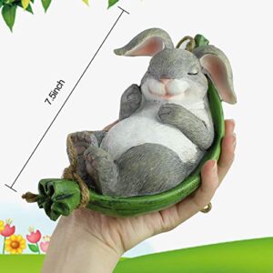 XAUIIO Resin Swing Rabbit Garden Statue Simulation Gray Outdoor Garden Landscape Hanging Decoration Creative Home Animal Statue Gifts