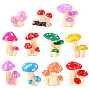 maomia miniature mushroom figurines 8pcs fairy garden accessories mushroom cake toppers micro landscape garden decoration plant flower pots ornaments(random style)