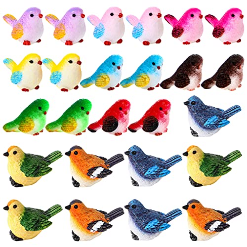 25 Pcs Miniature Bird Figurines Tiny Bird Figurines Mini Fairy Animal Figurines Resin Birds Toy Statues for Garden Micro Landscape Home Terrarium Crafts Cake Cupcake Toppers Dollhouse Decorations