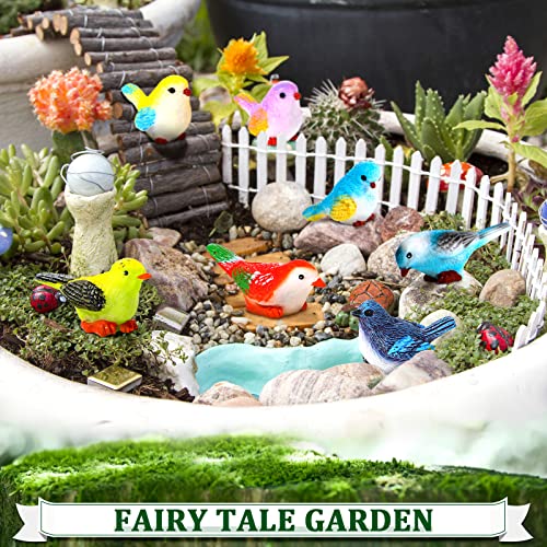 25 Pcs Miniature Bird Figurines Tiny Bird Figurines Mini Fairy Animal Figurines Resin Birds Toy Statues for Garden Micro Landscape Home Terrarium Crafts Cake Cupcake Toppers Dollhouse Decorations