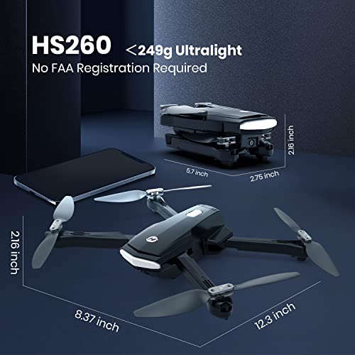 Holy Stone Drone for Kids Adults with 1080P HD Adjustable Camera, Fold-able RC Quadcopter for Beginners with 30 Mins Flight, Gravity Sensor, Voice Control, Trajectory Flight, Storage Case, HS260