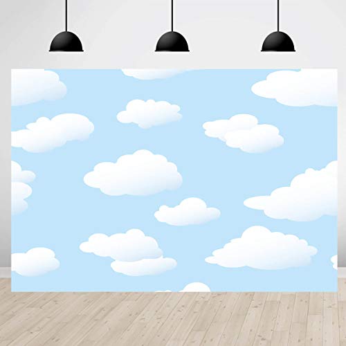 Blue Sky White Cloud Backdrop Birthday Party Backdrops Kids Photography Background Shooting Studio Props 6x4ft