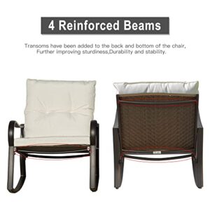 Domi Patio Chair Set Clearance,Rocking Wicker Bistro Set,3 Pieces Patio Furniture Set,Porch Chairs and Table for Yard Pool or Backyard