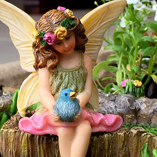 PRETMANNS Fairy Garden Fairies - Fairy Garden Accessories - Fairies for Fairy Garden Outdoor - Garden Fairy Figurine Vicky on Log for Miniature Garden 2 Items