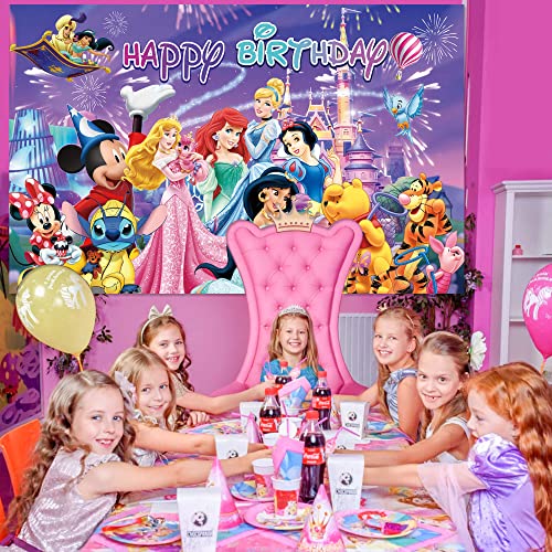 Princess Girls Birthday Backdrop- Purple Princess Theme Photography Background Baby Shower Party Supplies Happy Birthday Decoration Background (6x4FT)