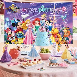 Princess Girls Birthday Backdrop- Purple Princess Theme Photography Background Baby Shower Party Supplies Happy Birthday Decoration Background (6x4FT)