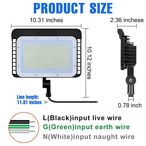 NJHIKG 100W LED Flood Lights Dusk to Dawn Photocell Sensor,Outdoor Waterproof IP65,13740LM Super Bright 5000K Daylight,Commercial Lighting Adjustable Knuckle Mount,110V Floodlight for Garden,Rooftop