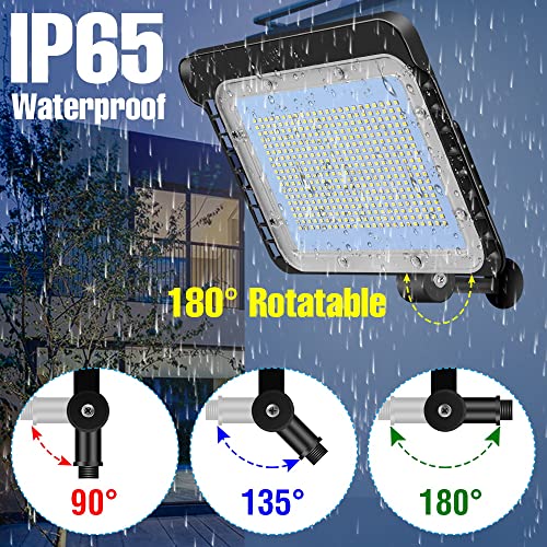 NJHIKG 100W LED Flood Lights Dusk to Dawn Photocell Sensor,Outdoor Waterproof IP65,13740LM Super Bright 5000K Daylight,Commercial Lighting Adjustable Knuckle Mount,110V Floodlight for Garden,Rooftop