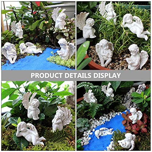 Toyvian 5pcs Decorative Angel Garden Stakes Miniature Resin Jupiter Angel Figurine Sculpture Small Memorial Statue for Potted Plants Fairy Garden Accessories