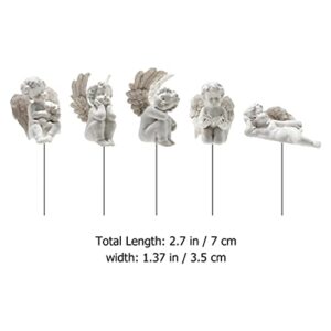 Toyvian 5pcs Decorative Angel Garden Stakes Miniature Resin Jupiter Angel Figurine Sculpture Small Memorial Statue for Potted Plants Fairy Garden Accessories