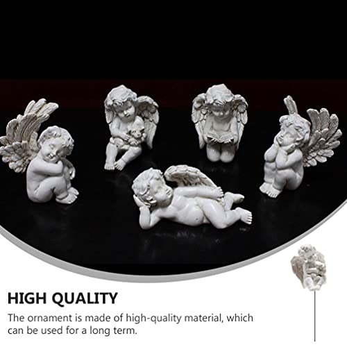 Toyvian 5pcs Decorative Angel Garden Stakes Miniature Resin Jupiter Angel Figurine Sculpture Small Memorial Statue for Potted Plants Fairy Garden Accessories